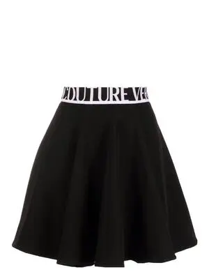 VERSACE Versace Jeans Couture Logo Band Flared Mini Skirt
