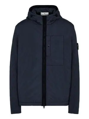 Stone Island Stone Island Panelled Zip-Up Hooded Jacket Blue