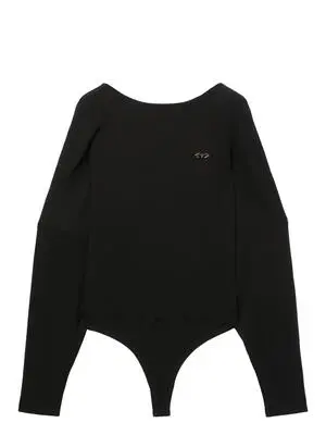 Emilio Pucci Jersey Bodysuit With Cape Effect Sleeves - Black
