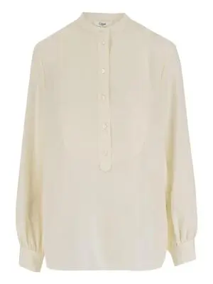 Chloé Mandarin Collar Shirt - White