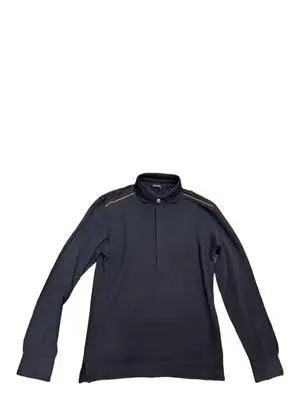 Zegna Stripe-detailed Long Sleeved Polo Shirt - Black
