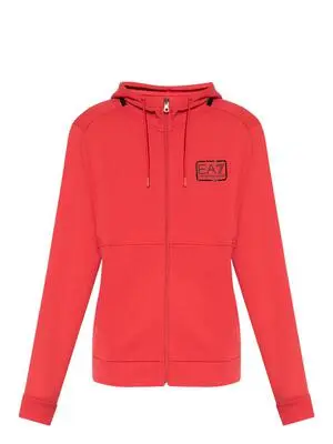 EA7 Zip-up Logo Detail Cardigan - Red