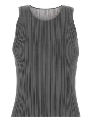 Issey Miyake Pleats Please By Issey Miyake Sleeveless Pleated Round Neck Top No