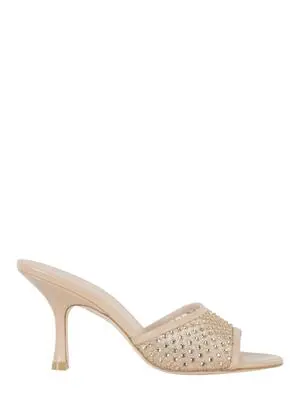 STUART WEITZMAN Embellished Mesh Mules - Adobe