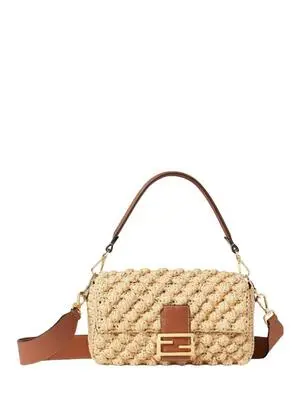Fendi Fendi Baguette Foldover-Top Shoulder Bag Light Brown