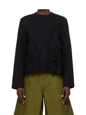 Cecilie Bahnsen Alva Ruffled Crewneck T-shirt - Black