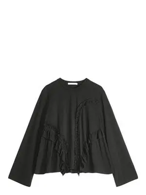 Cecilie Bahnsen Alva Ruffled Crewneck T-shirt - Black