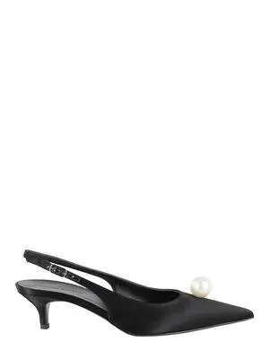 Magda Butrym Embellished Slingback Satin Pumps - Black
