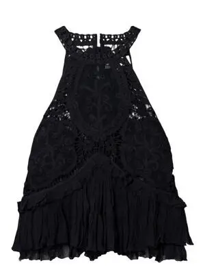 Sea Ruffled Lace Vest - Black