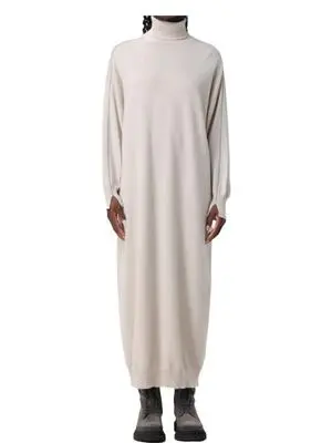 Brunello Cucinelli Long Sleeve High Neck Maxi Dress - Nude