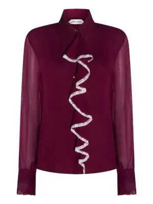 Alberta Ferretti Ruffled Lace Shirt - Brown