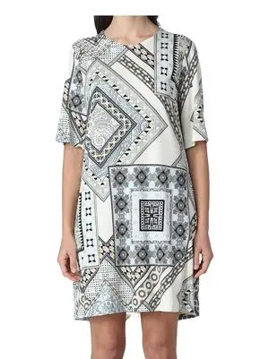 Etro Short-sleeved Patchwork Printed Shift Dress - Multicolor