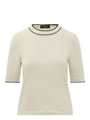 Fabiana Filippi Embellished Knitted Jumper With Contrast Trim - Nude