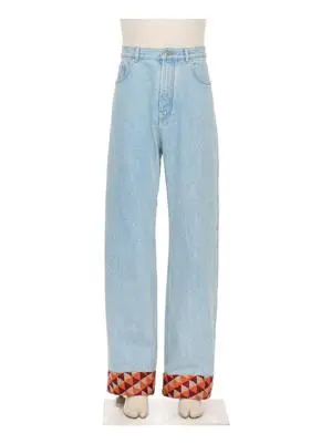 VALENTINO Valentino Straight Leg Denim Trousers With Jacquard Hem