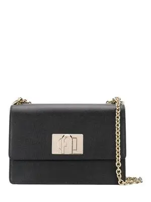 Furla Logo Flip Shoulder Bag - Black