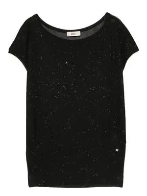 Herno Sequin Embellished Short-sleeved Jumper - Black