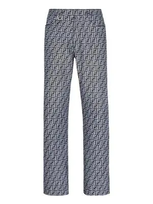 Fendi Ff Monogram Straight Leg Jeans - Gray
