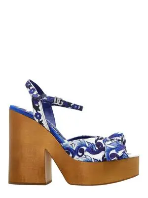 Dolce & Gabbana Majolica Printed Platform Sandals - Blue