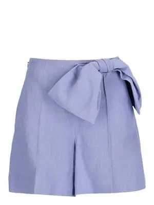 Chloé Bow Detailed High-rise Shorts - Blue