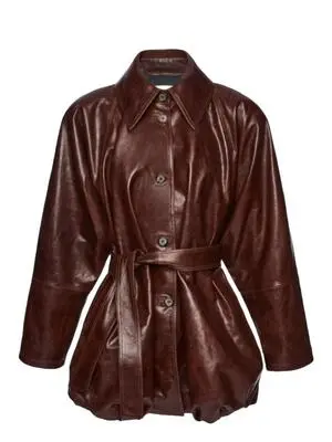 Magda Butrym Bubble Hemline Leather Jacket - Brown