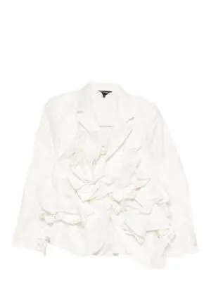 Comme Des Garçons Long-sleeved Suit Jacket With Bow Detail - White