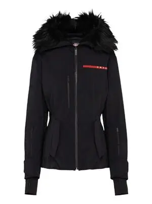 Prada Logo-patch Zipped Hooded Jacket - Black