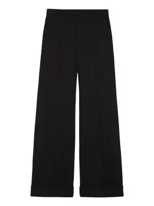 Gucci Wide Leg Gabardine Tailored Trousers - Black