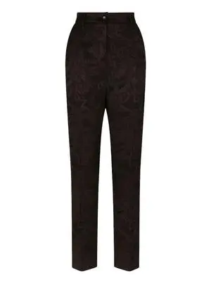Dolce & Gabbana Floral Appliqué Tapered Trousers - Black