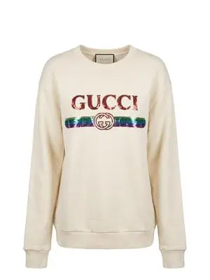 Gucci Sequin Logo Sweatshirt - White