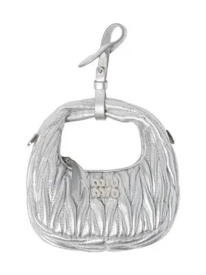 Miu Miu Wander Matelassé Nappa Leather Micro Hobo Bag - Silver