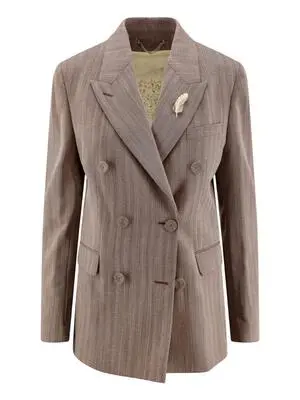 GOLDEN GOOSE Double Breasted Tailored Blazer - Gray