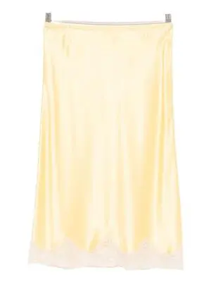Saint Laurent Lace Trim Satin Midi Skirt - Yellow