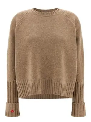 Tory Burch Crewneck Knitted Jumper With Embroidered Side Slits - No