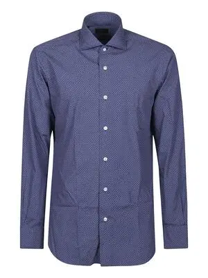 BARBA NAPOLI Patterned Long Sleeve Shirt - Blue