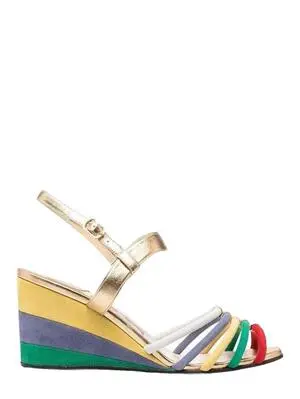 FERRAGAMO Laila Colorblock Wedge Sandals - Multicolor