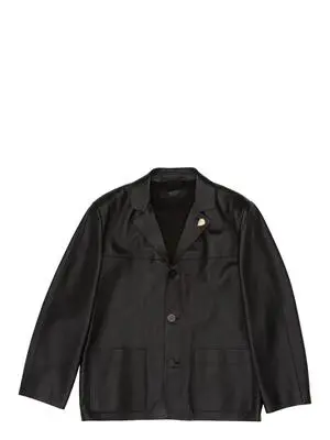 Gucci Leather Jacket With Interlocking G Buttons - Black