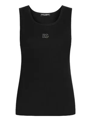 Dolce & Gabbana Dg Embroidered Ribbed Tank Top - Black