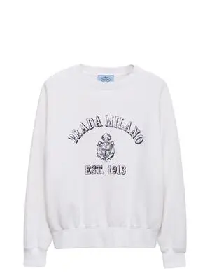 Prada Logo Printed Crewneck Sweatshirt - White