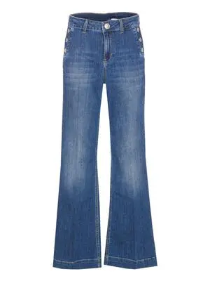 Liu Jo Button Detailed Flared Jeans - Blue