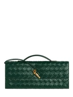 Bottega Veneta Bottega Veneta Woven Leather Clutch Bag Emerald Green