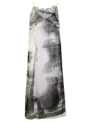MAISON MARGIELA Strapped Midi Dress With Lace Detail - Gray