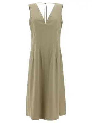 Bottega Veneta Bottega Veneta V-Neck Sleeveless Midi Dress Gray