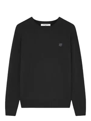 Maison Kitsuné Fox Embroidered Knitted Jumper - Black