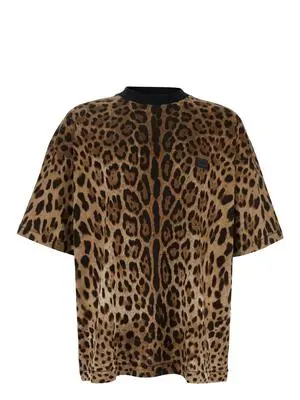 Dolce & Gabbana Dolce Gabbana Leopard Printed Crewneck T-shirt - Brown