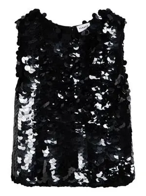 P.a.r.o.s.h Sleeveless Sequined Vest - Black