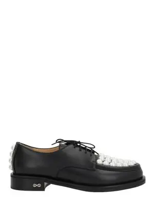 MACHMACH Sirene Lace-up Shoes With Pearl Embellishments - Black
