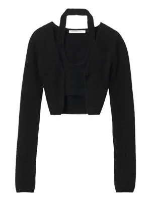 Alexander Wang Alexander Wang Cropped Knitted Cardigan With Backless Top Black