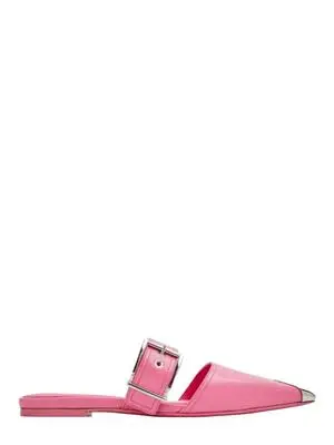 Alexander McQueen Punk Flat Mules With Pointed Metal Toes - Pink