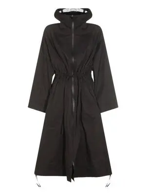 Herno Belted Hooded Midi Jacket - Black