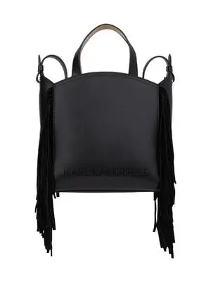 Karl Lagerfeld Small Circle Fringed Tote Bag - Black